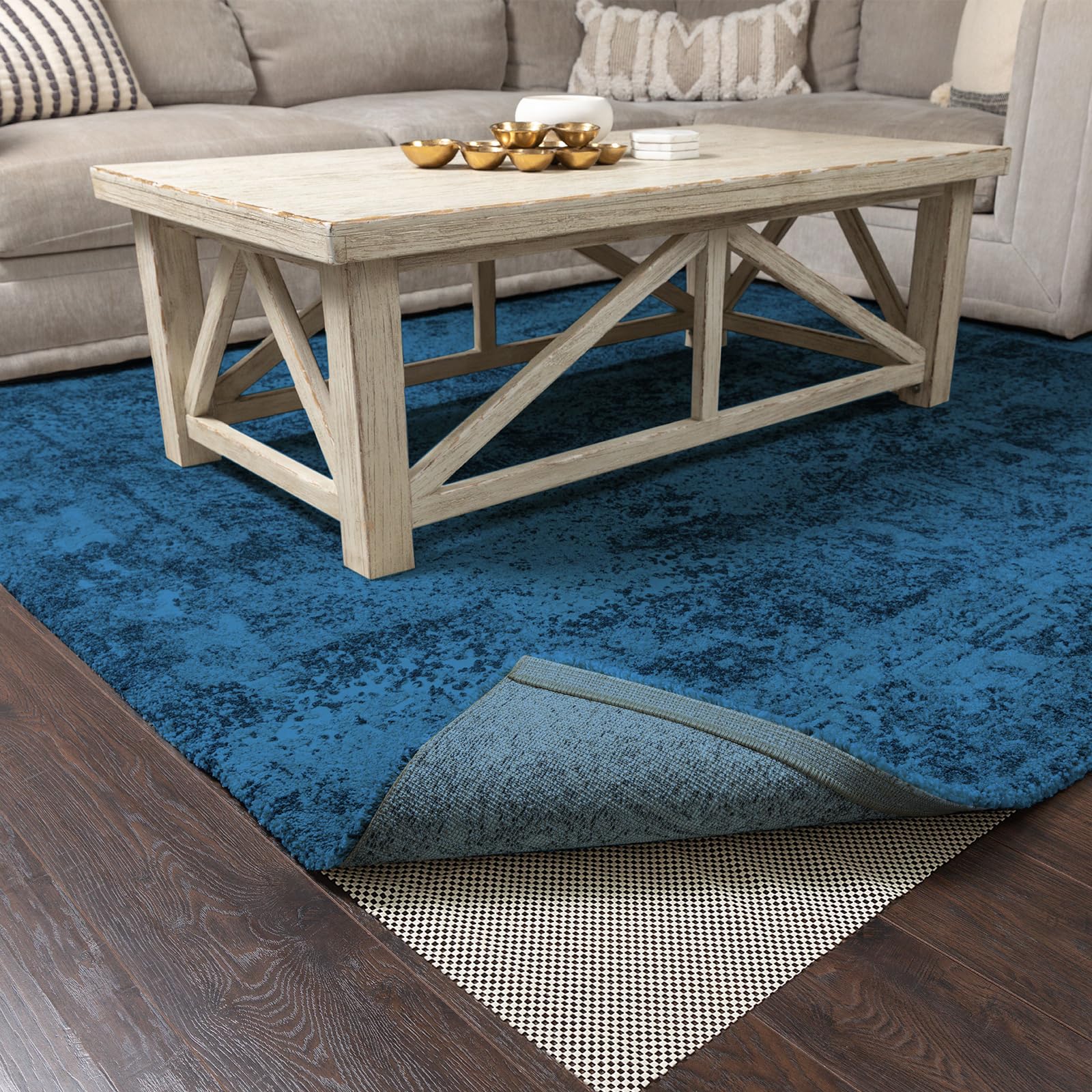 Veken Non Slip Rug Pad Gripper 8 x 10 Feet Extra Thick Pads for Any Hard Surface Floors, Keep Your Rugs Safe and in Place, Under Carpet Anti Skid Mat