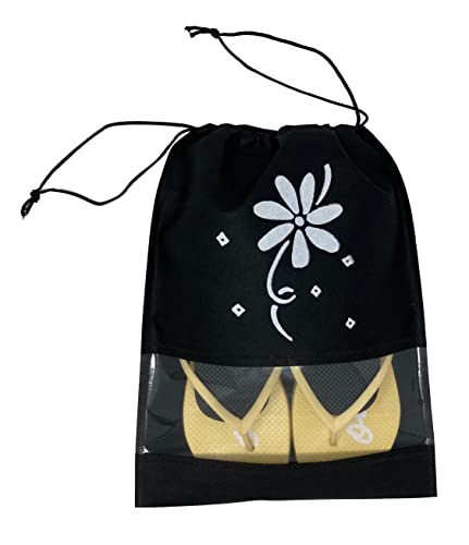 Old Navy Women Beach Summer Casual Flip Flop Sandals (7 Yellow Script Logo & Black Flip Flops) with Dust Cover