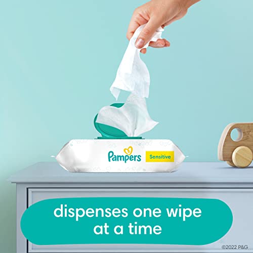 Baby Wipes, Pampers Sensitive Water Based Baby Diaper Wipes, Hypoallergenic and Unscented, Tub Not Included, 72 Count (Pack of 8), Total 576 Wipes - Packaging May Vary