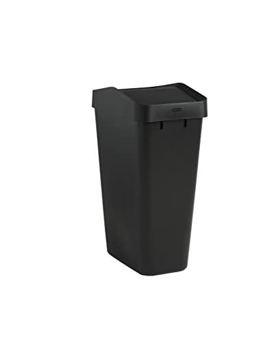 RubbermaidĀ Swing Top Waste Container for Home and Kitchen, Easy Access Disposal andĀ Slim Modern Trash Can with Lid, 12.2 Gallon Capacity, Black