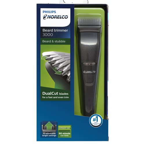 Philips Norelco Beard Trimmer and Hair Clipper, Cordless Grooming, Rechargeable, Adjustable Length, Beard Trimmer and Hair Clipper, No Blade Oil Needed, BT3210/41