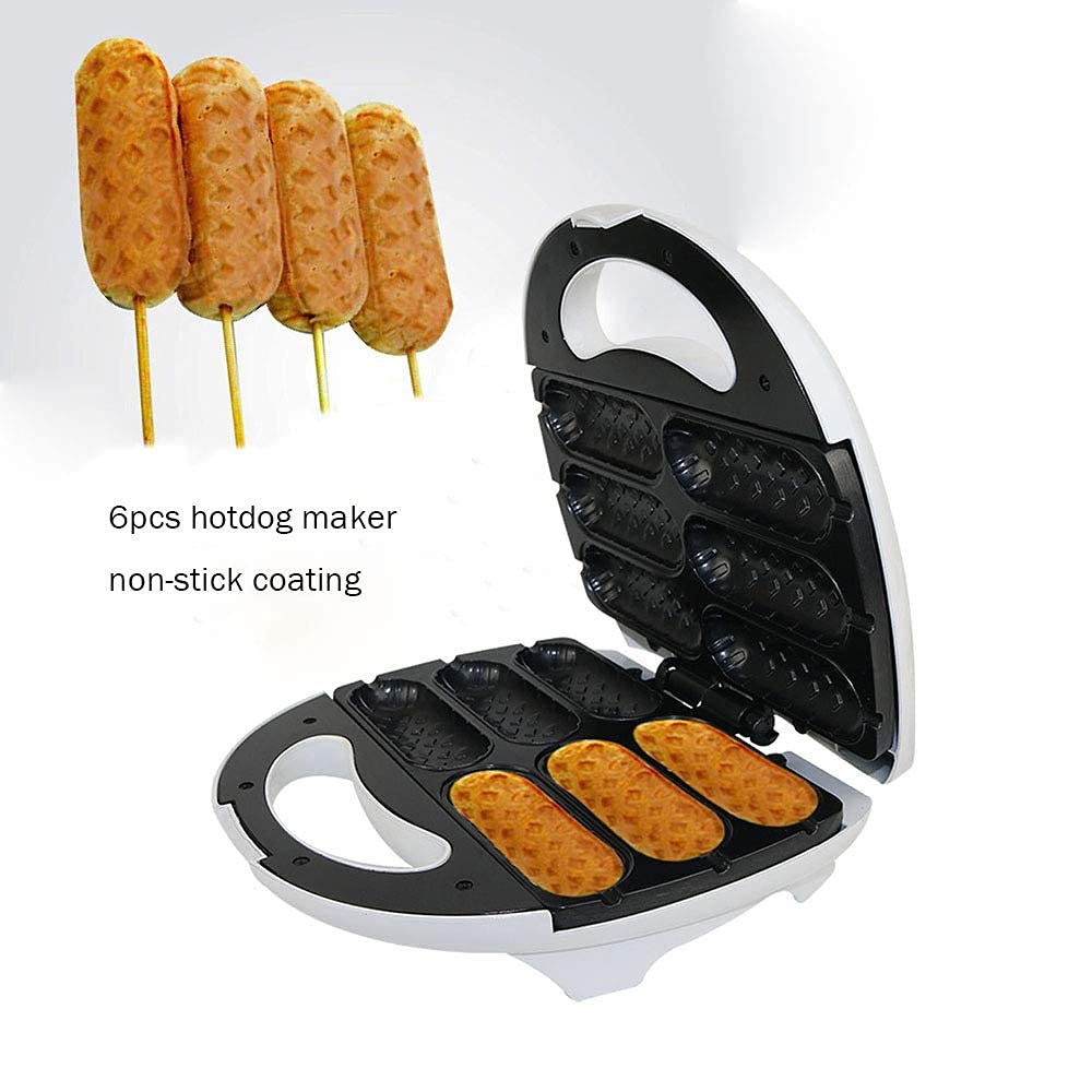 Corn Dog Maker,Hotdog Waffle Maker,6 Hot Dog Capacity ,Perfect for Hot Dogs on a Stick, Cheese Mozzarella Sticks,Easy to Use Electric Nonstick Baker For Summer BBQ Parties