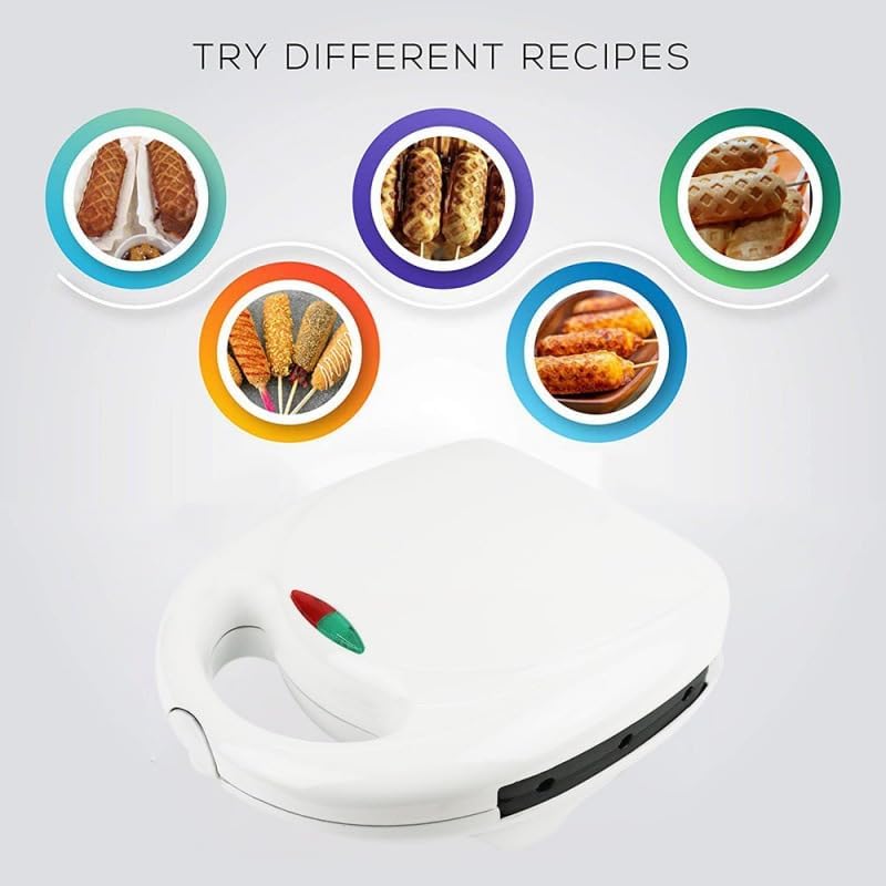 Corn Dog Maker,Hotdog Waffle Maker,6 Hot Dog Capacity ,Perfect for Hot Dogs on a Stick, Cheese Mozzarella Sticks,Easy to Use Electric Nonstick Baker For Summer BBQ Parties