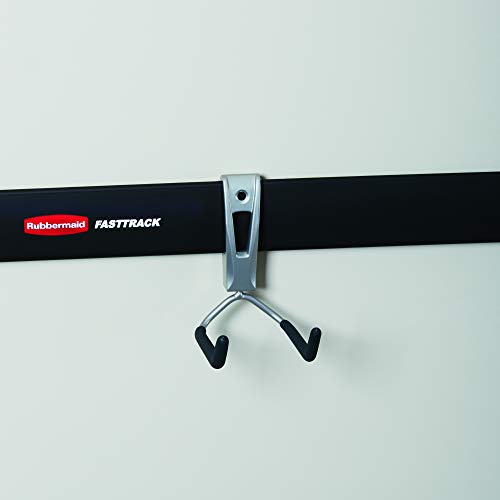 Rubbermaid 1784456 FastTrack Wall Mounted Rope, Hose, or Tool Garage Storage Utility Hook, Supports Up to 25 Pounds Each (4 Pack)