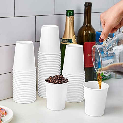 Turbo Bee 300Pack 8oz Disposable Paper Cups, White Paper Coffee Cup,Espresso Cups,Hot/Cold Beverage Drinking Cup for Party,Travel and Event