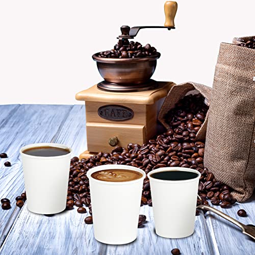 Turbo Bee 300Pack 8oz Disposable Paper Cups, White Paper Coffee Cup,Espresso Cups,Hot/Cold Beverage Drinking Cup for Party,Travel and Event