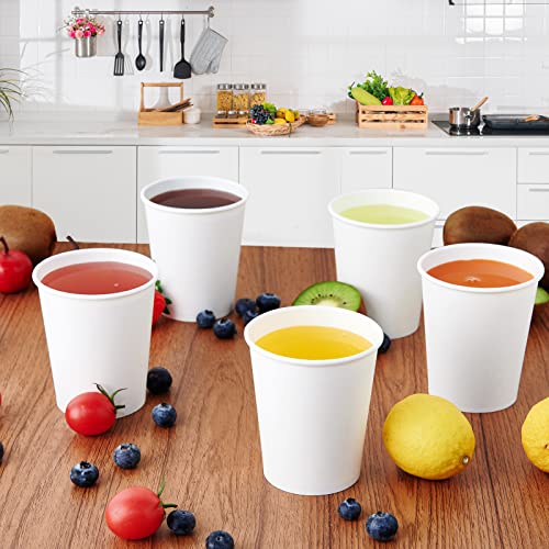 Turbo Bee 300Pack 8oz Disposable Paper Cups, White Paper Coffee Cup,Espresso Cups,Hot/Cold Beverage Drinking Cup for Party,Travel and Event
