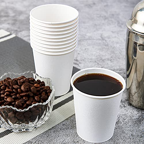 Turbo Bee 300Pack 8oz Disposable Paper Cups, White Paper Coffee Cup,Espresso Cups,Hot/Cold Beverage Drinking Cup for Party,Travel and Event