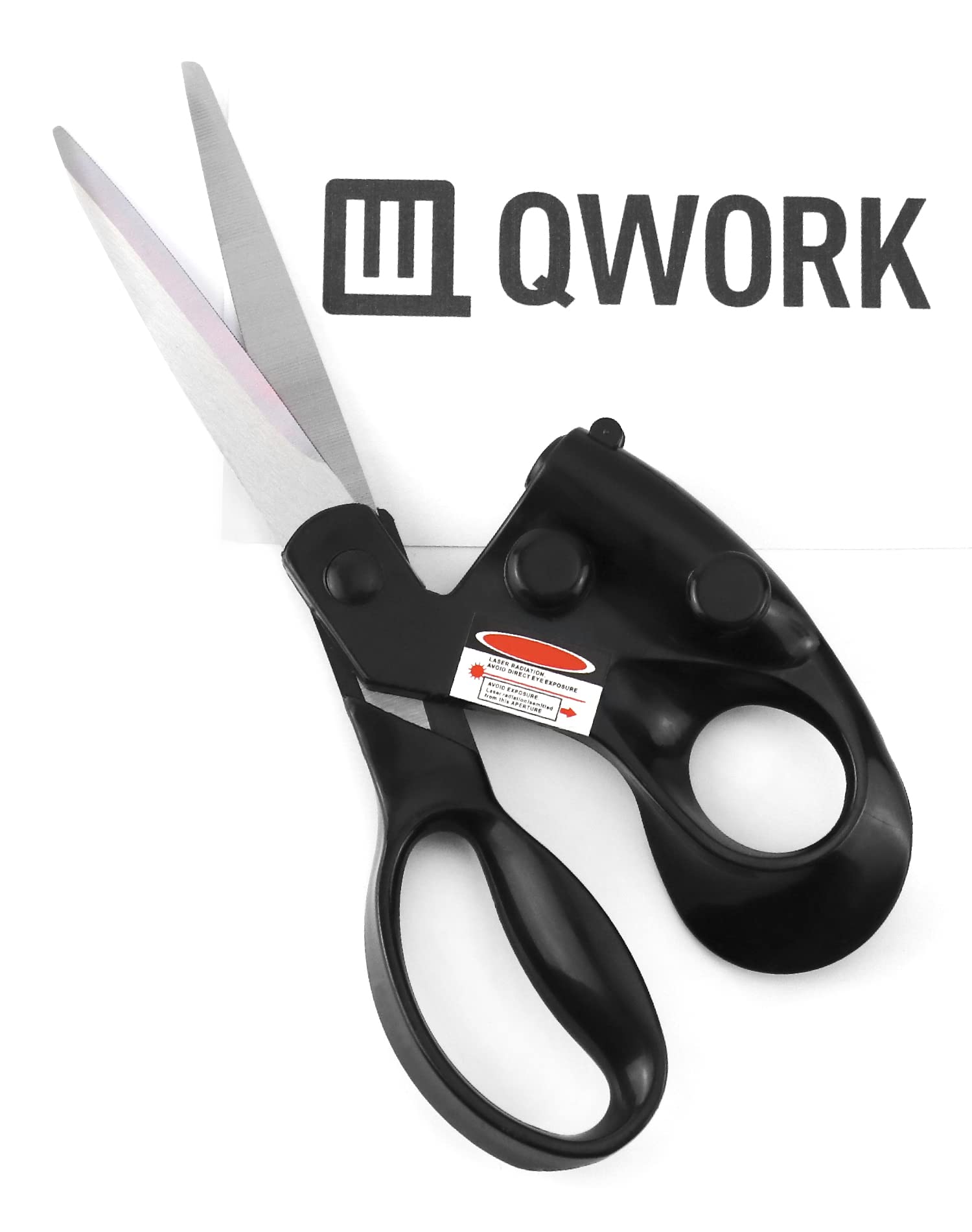 QWORK Guided Scissors, Professional Household Laser Scissors Gadget, Sewing Laser Guided Scissors Fabric Scissors, for Fabrics, Paper, Crafts Cutting