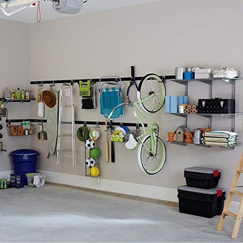 Rubbermaid Universal Powder Coaded Metallic FastTrack Hanging Garage Hook Organizers for Ladder, Tool, and Bike Storage (4 Pack)