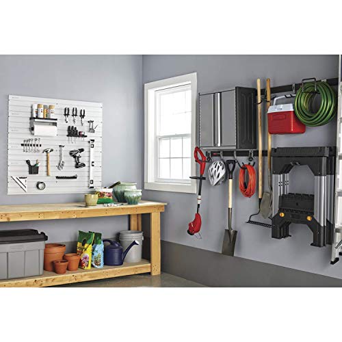 Rubbermaid Universal Powder Coaded Metallic FastTrack Hanging Garage Hook Organizers for Ladder, Tool, and Bike Storage (4 Pack)
