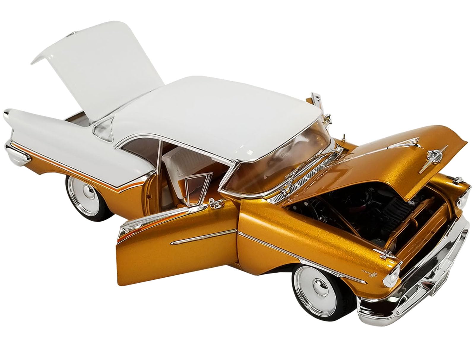 1957 Super 88 Gold Metallic and White Southern Kings Customs Limited Edition to 250 Pieces Worldwide 1/18 Diecast Model Car by Acme A1808006