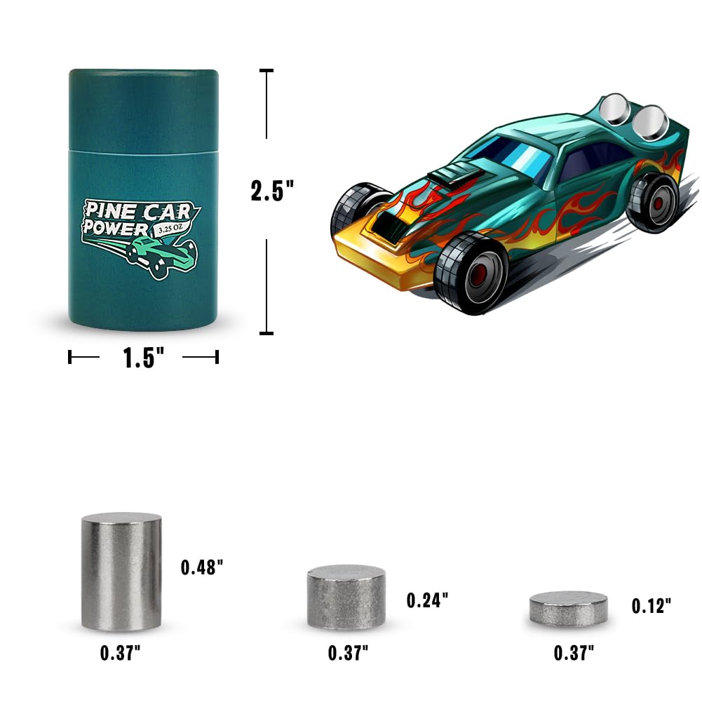 Tungsten Weights Kits 3.25oz. 3 Sizes of Incremental Cylinders for Pinewood Car.