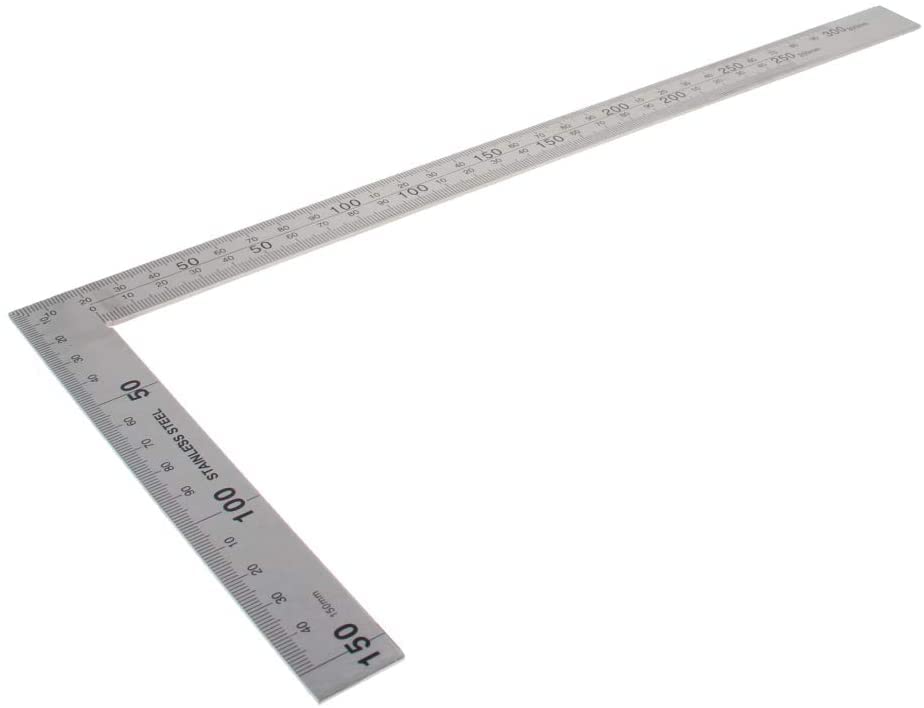 Heyiarbeit 150mmx300mm Stainless Steel Framing Square Right Angle Ruler Thicken Try Square Ruler Tools for Carpenter Engineer 1pcs