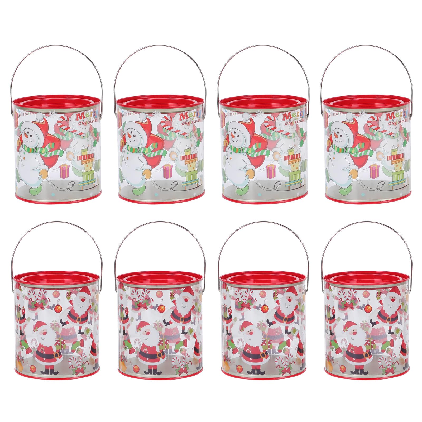 Cabilock 8pcs Portable Cylinder Airtight Cookie Container Candy Containers for Cookie Containers for Giving Christmas Empty Tin Holiday Cookie Box Metal Christmas Jar Seal