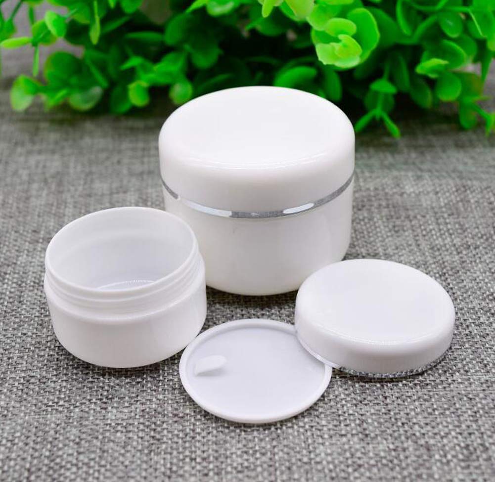 6 Pack 3.4oz/100g Empty Plastic Clear Round Jars Bottles With Inner Liners and Screw Lid Refillable Make-up Cosmetic Jars Face Cream Lip Balm Lotion Storage Container