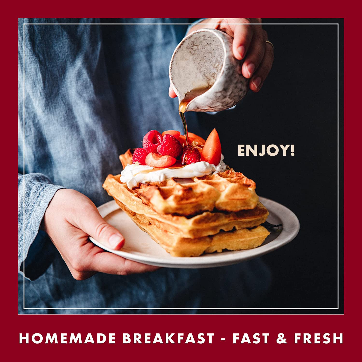 Classique Fare Belgian Waffle Mix - Makes Light and Crisp Waffles, Pancakes, Muffins & Crepes - Works with Waffle Maker - Fast and Fresh Breakfast Foods - 16 Oz Box