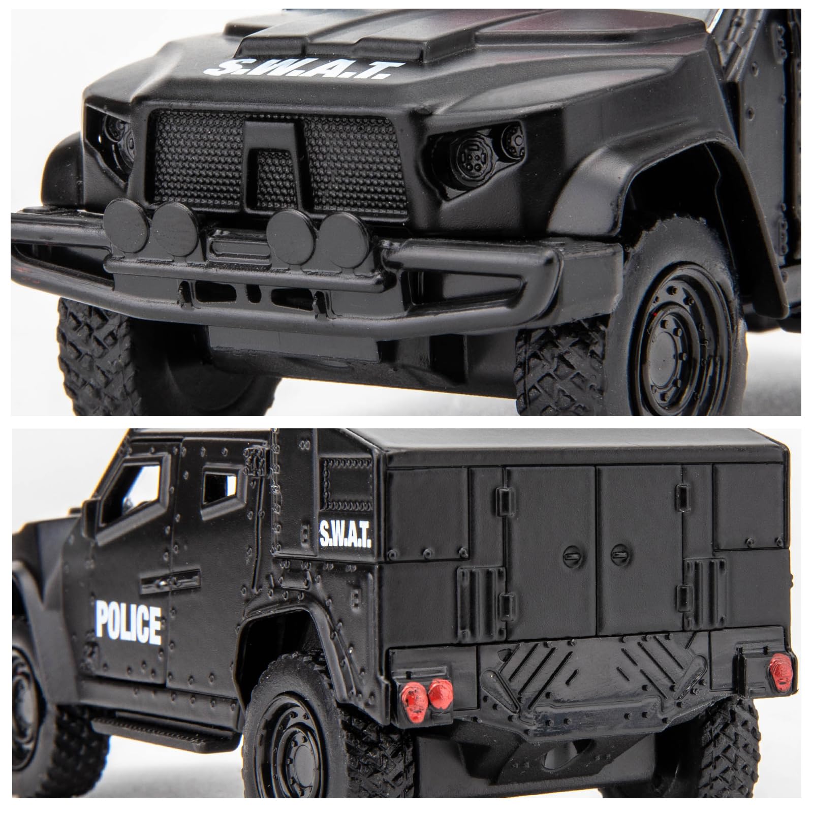 BDTCTK 1/36 Scale JLTV Armored Car Police Car Model, Zinc Alloy Die-Cast Pull Back Vehicles Kid Toys for Boy Girl Gift (Black)