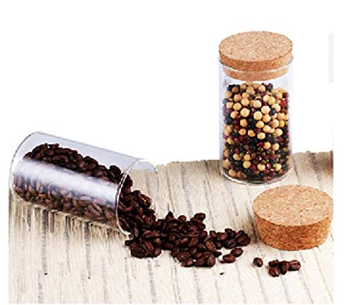 2Pcs 300ml/10oz Empty Clear Glass Bottles with Cork Stopper - Refillable Dry Food Goods Storage Container Vial Jars For Flower Tea Dry Fruit Nuts Candy Seasoning and Other Small Items
