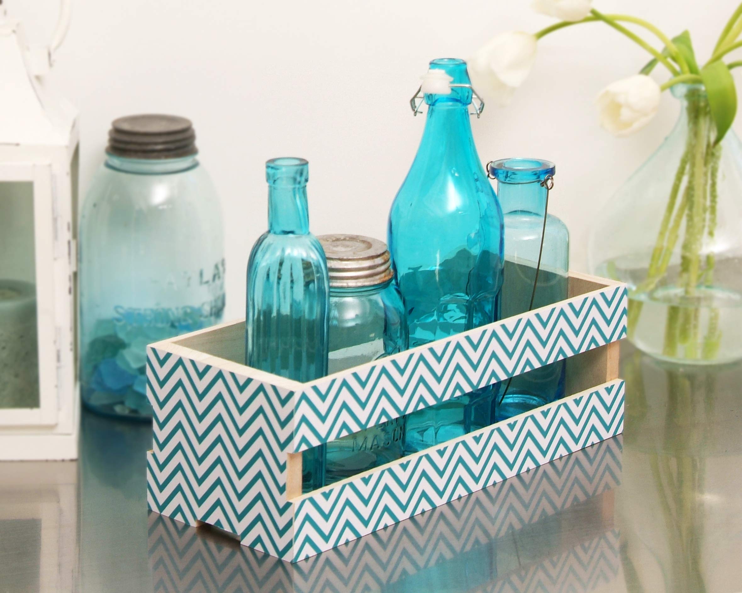 Con-Tact Brand Creative Covering Self-Adhesive Vinyl Drawer and Shelf Liner, 18" x 20', Chevron Aqua