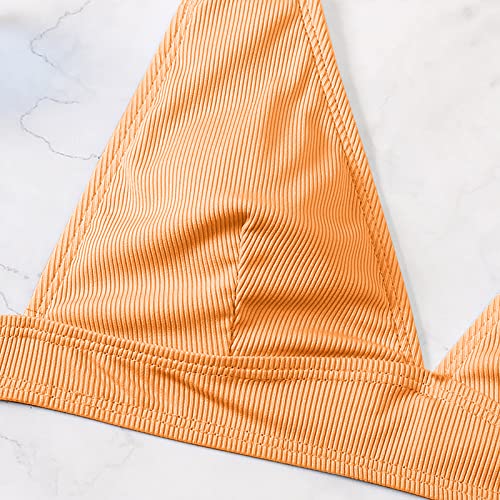 Two Piece Swimsuit for Women Solid Bikini Sets Triangle and Crop Top Swimwear High Waisted Tummy Control Bathing Suit