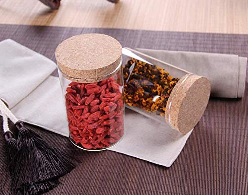 2Pcs 300ml/10oz Empty Clear Glass Bottles with Cork Stopper - Refillable Dry Food Goods Storage Container Vial Jars For Flower Tea Dry Fruit Nuts Candy Seasoning and Other Small Items