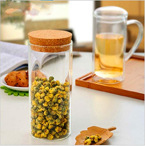 2Pcs 300ml/10oz Empty Clear Glass Bottles with Cork Stopper - Refillable Dry Food Goods Storage Container Vial Jars For Flower Tea Dry Fruit Nuts Candy Seasoning and Other Small Items