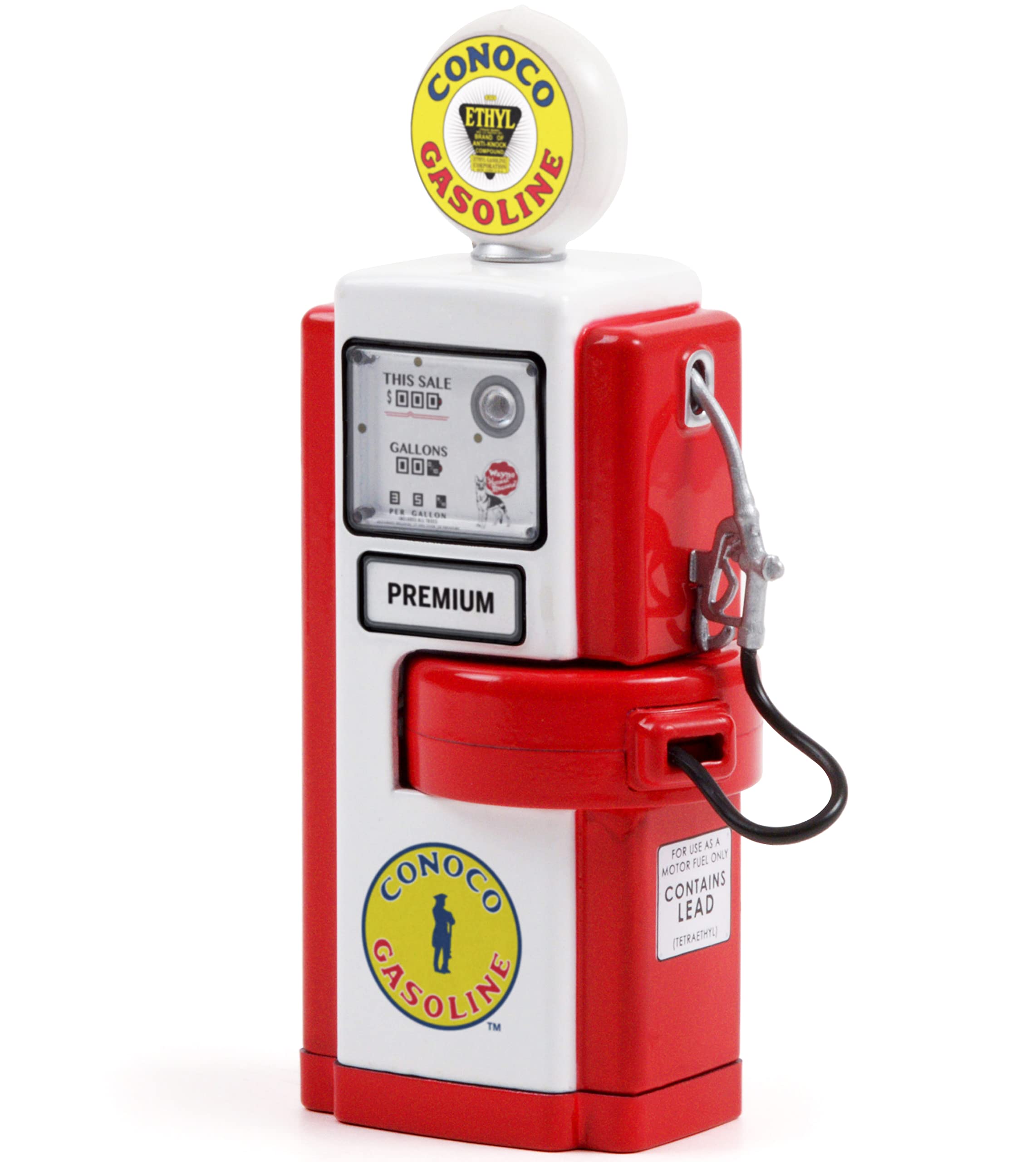 1948 Wayne 100-A Gas Pump Conoco Gasoline Red and White Vintage Gas Pumps Series 10 1/18 Diecast Model by Greenlight 14100 A