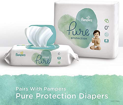 Baby Wipes, Pampers Aqua Pure Sensitive Water Baby Diaper Wipes, Hypoallergenic and Unscented, 56 Count (Pack of 12)
