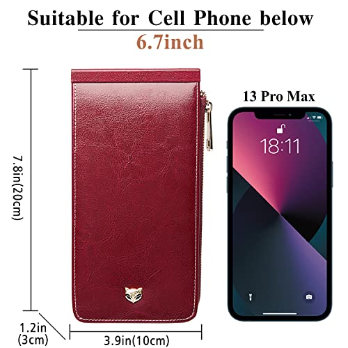 FOXLOVER Multi Credit Card Holder for Women RFID Blocking Ladies Leather Wallet with Zipper Pocket