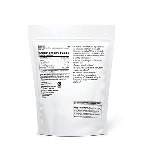 GNC Vitamin C Soft Chews 500mg - Orange - 60 Soft Chews