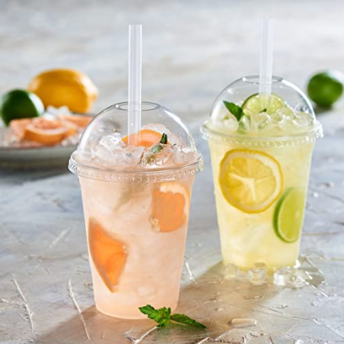 Comfy Package [50 Count] 16 oz. Crystal Clear Plastic Cups With Dome Lids