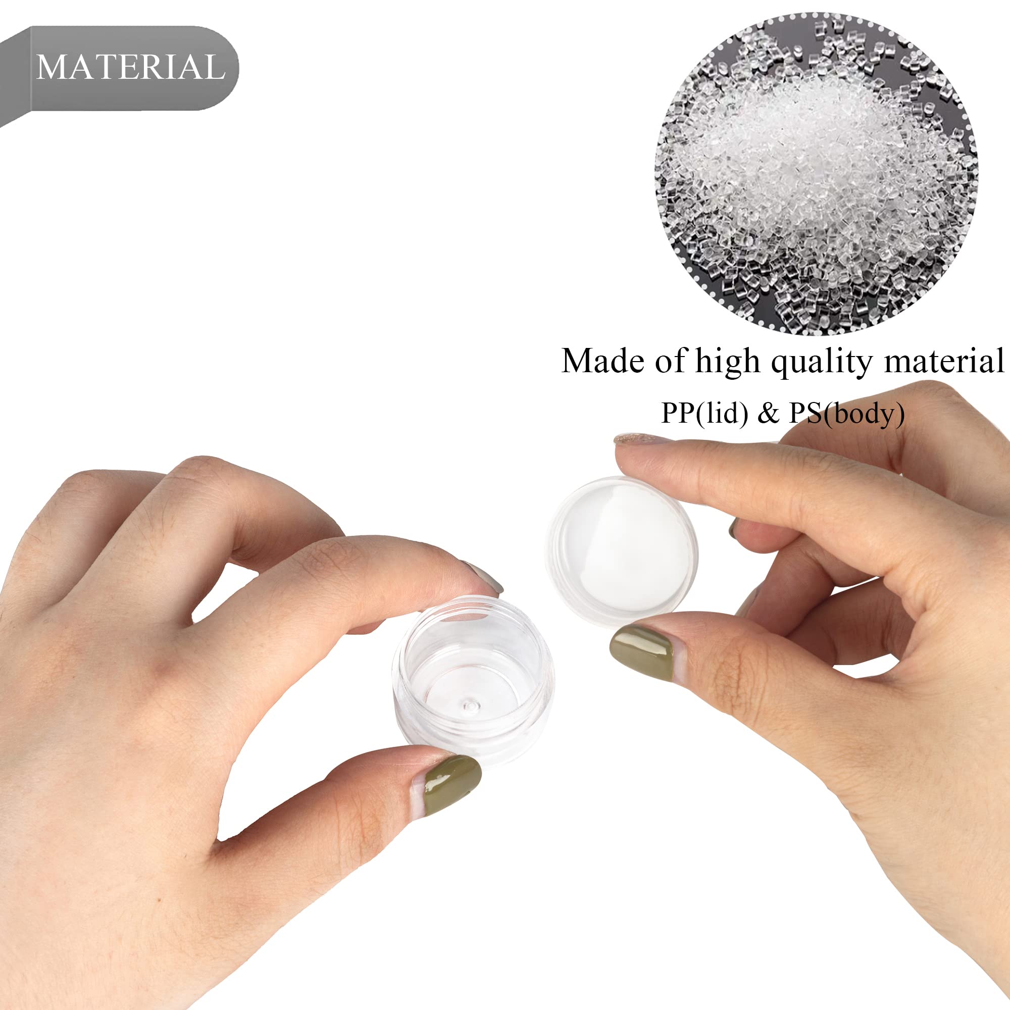 25PCS 5 Gram Sample Containers, 5ml Empty Jars with Lids, Small Cosmetic Containers, Mini Sample Jars with 2PCS Mini Spatulas for Make Up, Oils, Lotion, Powder, Paint, Jewelry, Lip Balms(Clear Lid)