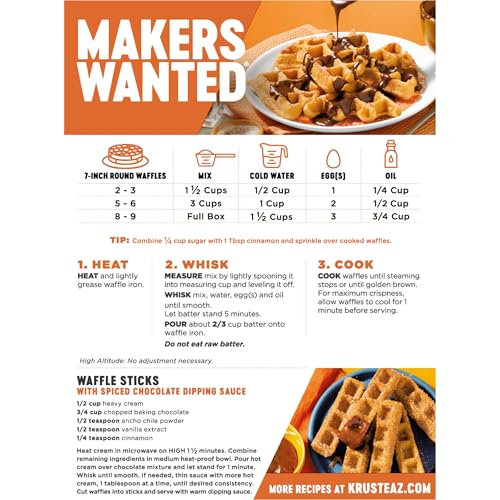 Krusteaz Light and Crispy Cinnamon Churro Belgian Waffle Mix, Krusteaz Waffle Mix, 21 oz Box (Pack of 8)