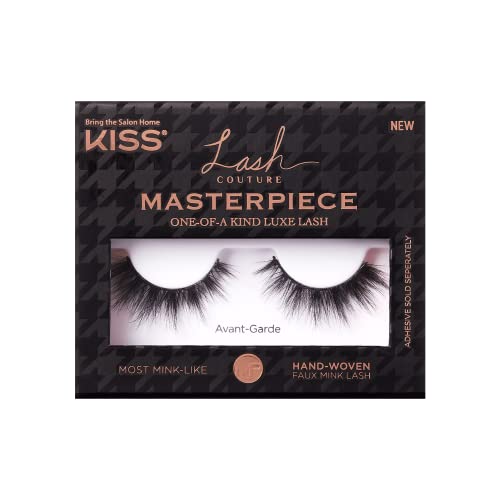 KISS Lash Couture Masterpiece Fake Eyelashes Style 03, ‘Avant-Garde’, One-of-a-Kind Luxe Lash, Hand Woven Faux Mink Synthetic False Eyelashes, 1 Pair