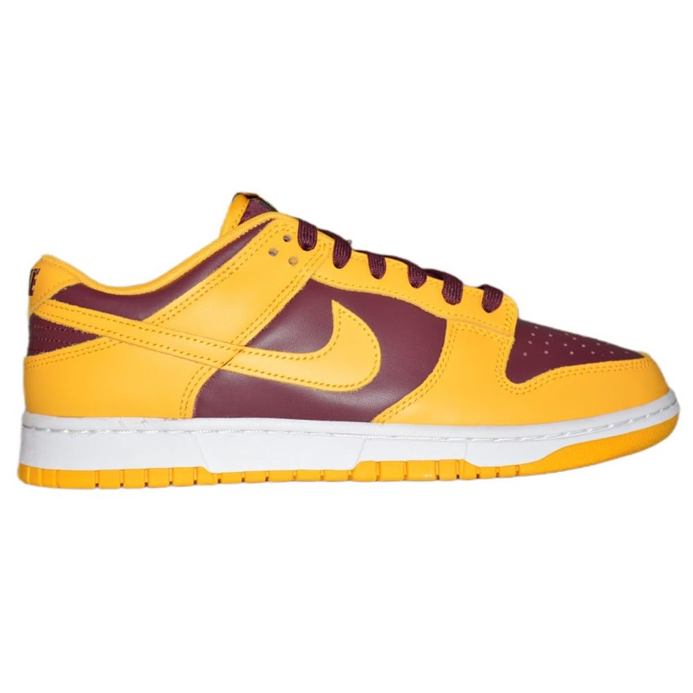 Nike mens Dunk Low shoe, Yellow/Bordeaux, 8