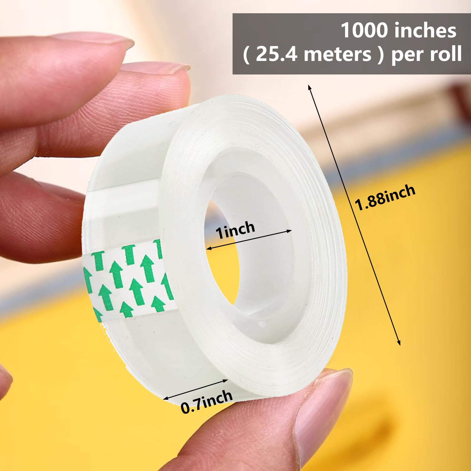 Cayxenful 12 Rolls Transparent Tape Refills, 3/4-Inch x 1000 inch Clear Tape, 1 inch Core, Clear Tape Refill Rolls for Gift Wrapping, Home, School Office Supplies