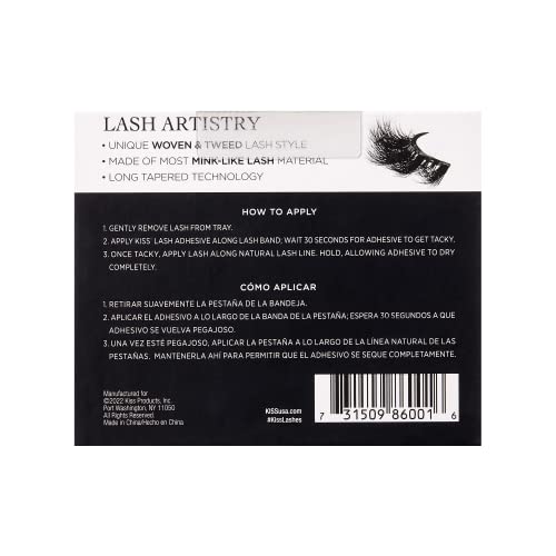 KISS Lash Couture Masterpiece Fake Eyelashes Style 03, ‘Avant-Garde’, One-of-a-Kind Luxe Lash, Hand Woven Faux Mink Synthetic False Eyelashes, 1 Pair