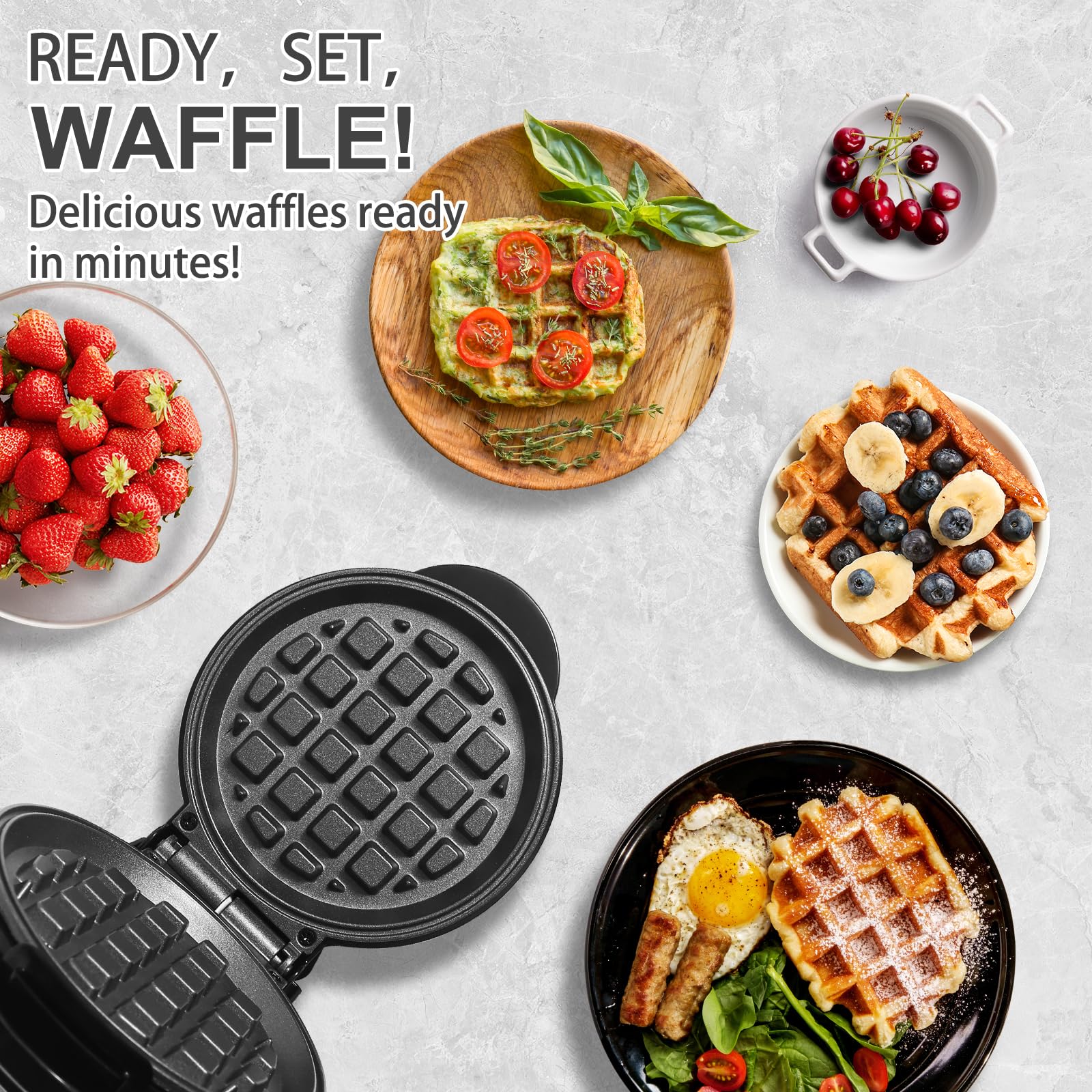 Mini Waffles Maker, Small Snowflake Waffle Irons Non-stick, Breakfast Belgian Waffles, Mini Waffle Iron Make Waffle in Minutes, Portable Pancake Maker Machine for Kid, Easy to Clean, 5 Inches Wide