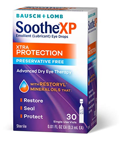 Eye Drops by Bausch & Lomb, Lubricant Relief for Dry Eyes, Soothe XP, Preservative Free, Single Use Dispensers, 0.3 mL, 30 Count