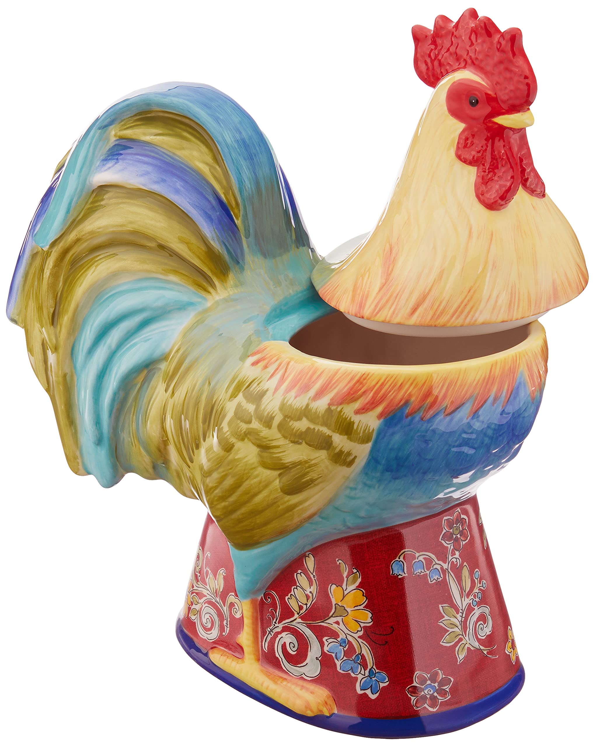 Certified International Morning Bloom 3-D Rooster Cookie Jar, 64 oz, Multicolored