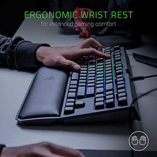 RAZER BLACKWIDOW TOURNAMENT EDITION CHROMA V2: Esports Gaming Keyboard - Ergonomic Wrist Rest - Tenkeyless Design - Razer Green Mechanical Switches (Tactile and Clicky) (Renewed)