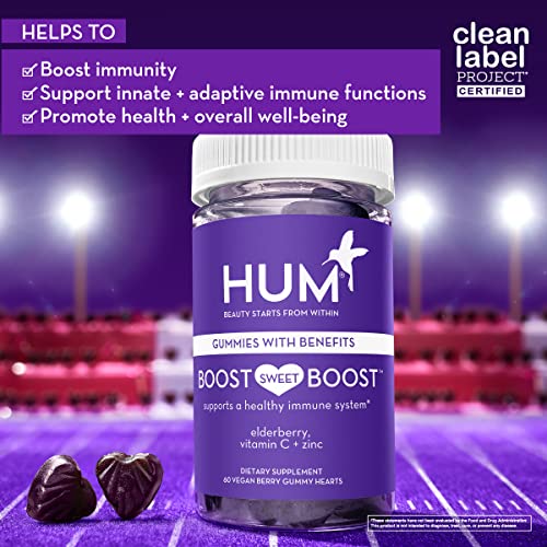 HUM Boost Sweet Boost - Immune Support Gummies with Vitamin C, Zinc & Elderberry - Elderberry Gummies for Immune System Support & General Wellness (60 Vegan Gummies)