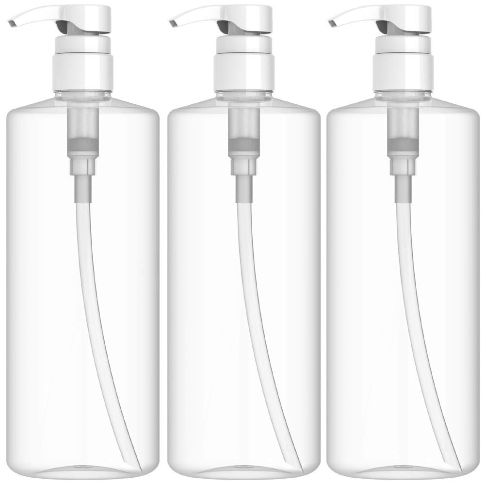 EZPRO USA Empty Shampoo Pump Bottles 32 oz BPA Free, Food Safe, PET Clear Plastic Cylinder Refillable Bottle, Wide Mouth 32mm, for Lotions, Soaps, Oils, Sauces, DIY Laundry Detergent, 32oz Pack of 3