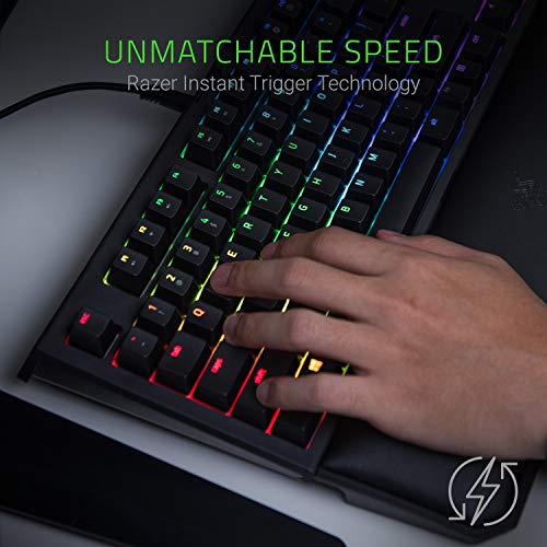 RAZER BLACKWIDOW TOURNAMENT EDITION CHROMA V2: Esports Gaming Keyboard - Ergonomic Wrist Rest - Tenkeyless Design - Razer Green Mechanical Switches (Tactile and Clicky) (Renewed)
