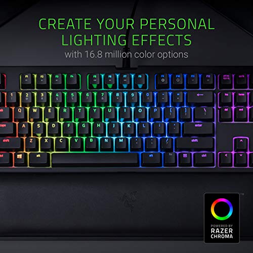 RAZER BLACKWIDOW TOURNAMENT EDITION CHROMA V2: Esports Gaming Keyboard - Ergonomic Wrist Rest - Tenkeyless Design - Razer Green Mechanical Switches (Tactile and Clicky) (Renewed)