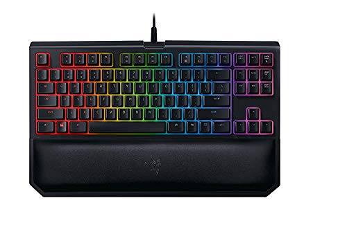 RAZER BLACKWIDOW TOURNAMENT EDITION CHROMA V2: Esports Gaming Keyboard - Ergonomic Wrist Rest - Tenkeyless Design - Razer Green Mechanical Switches (Tactile and Clicky) (Renewed)