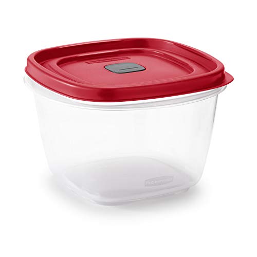 Rubbermaid 16-Piece Food Storage Containers with Lids and Steam Vents, Microwave and Dishwasher Safe, Red & Easy Find Lids 7-Cup Food Storage and Organization Container, Racer Red