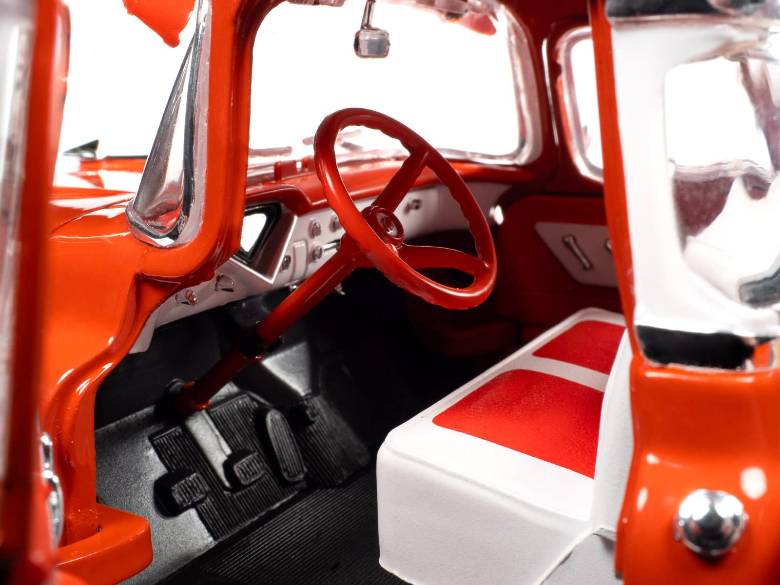 Auto World 1957 Chevy Cameo Pickup Truck Red and White 1/18 Diecast Model Car by Autoworld AW287