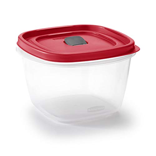 Rubbermaid 16-Piece Food Storage Containers with Lids and Steam Vents, Microwave and Dishwasher Safe, Red & Easy Find Lids 7-Cup Food Storage and Organization Container, Racer Red